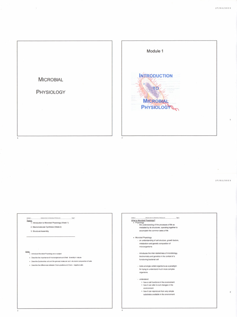 Module 1. Introduction To Microbial Physiology | PDF