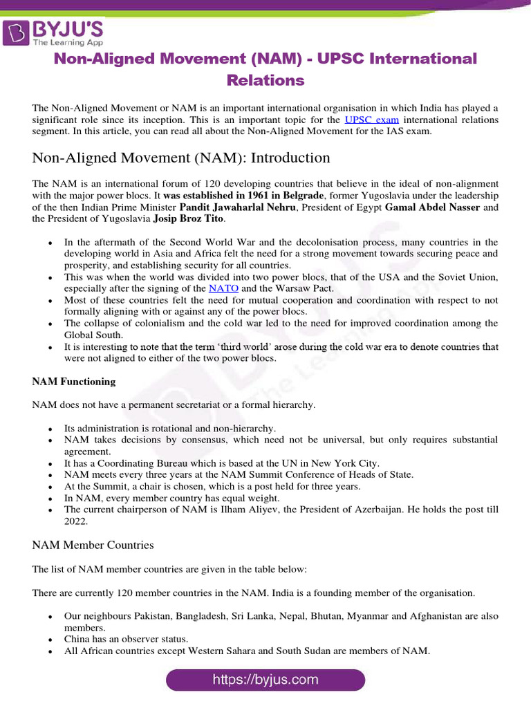 Non Move | PDF | Non Aligned Movement | Political Theories