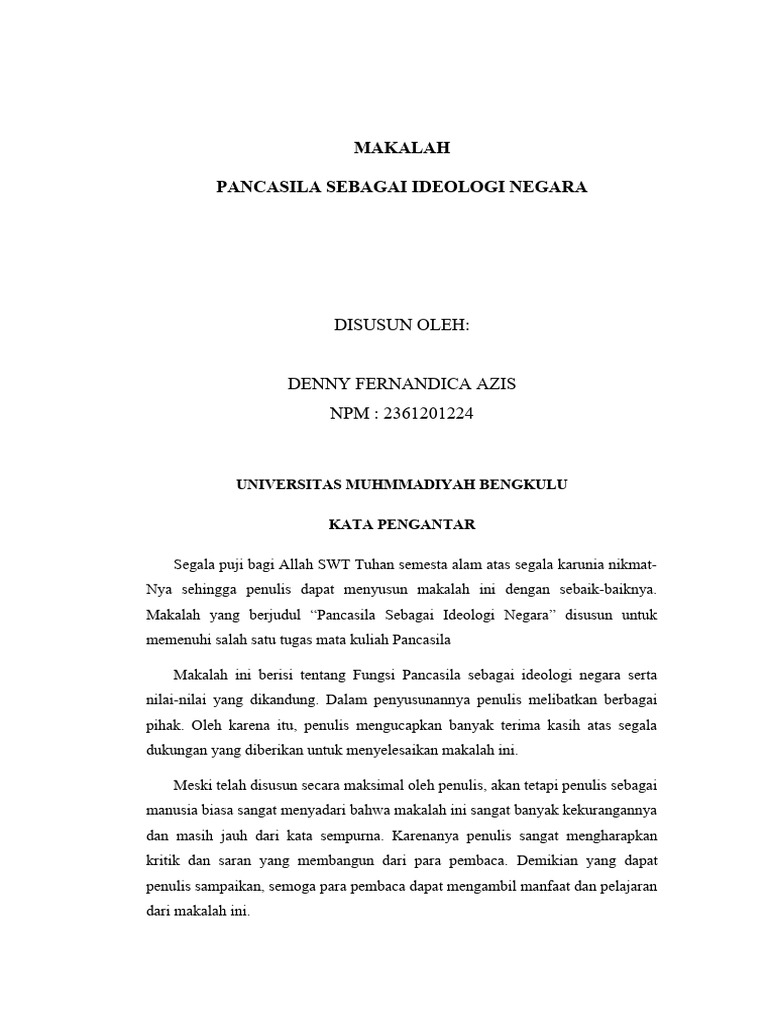 Pancasila - Sebagai - Ideologi - Negara (DENNY) - 105525 | PDF | Filsafat