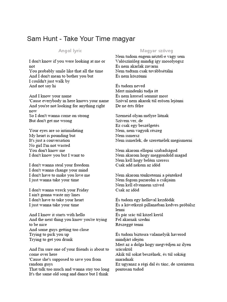 Sam Hunt Dalszöveg | PDF