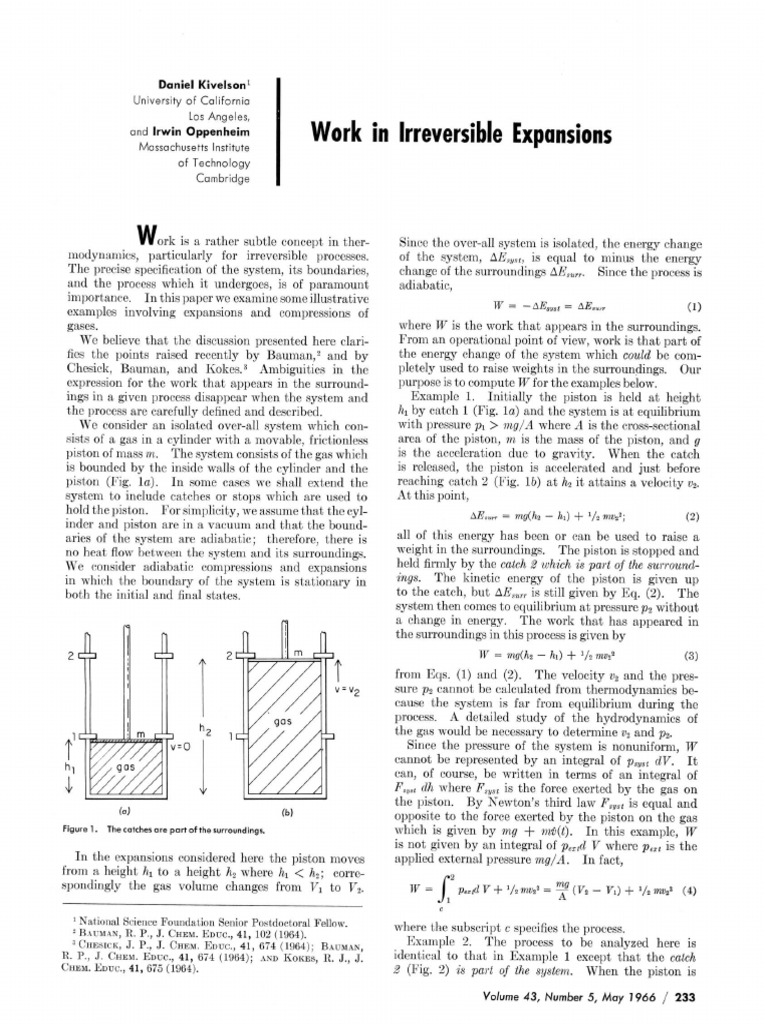 Work in Irreversible Expansions | PDF | Gases | Physical Sciences