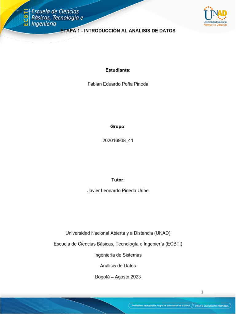 Entregable 1 - Introducción Al Análisis de Datos | PDF | Análisis de variación | Media