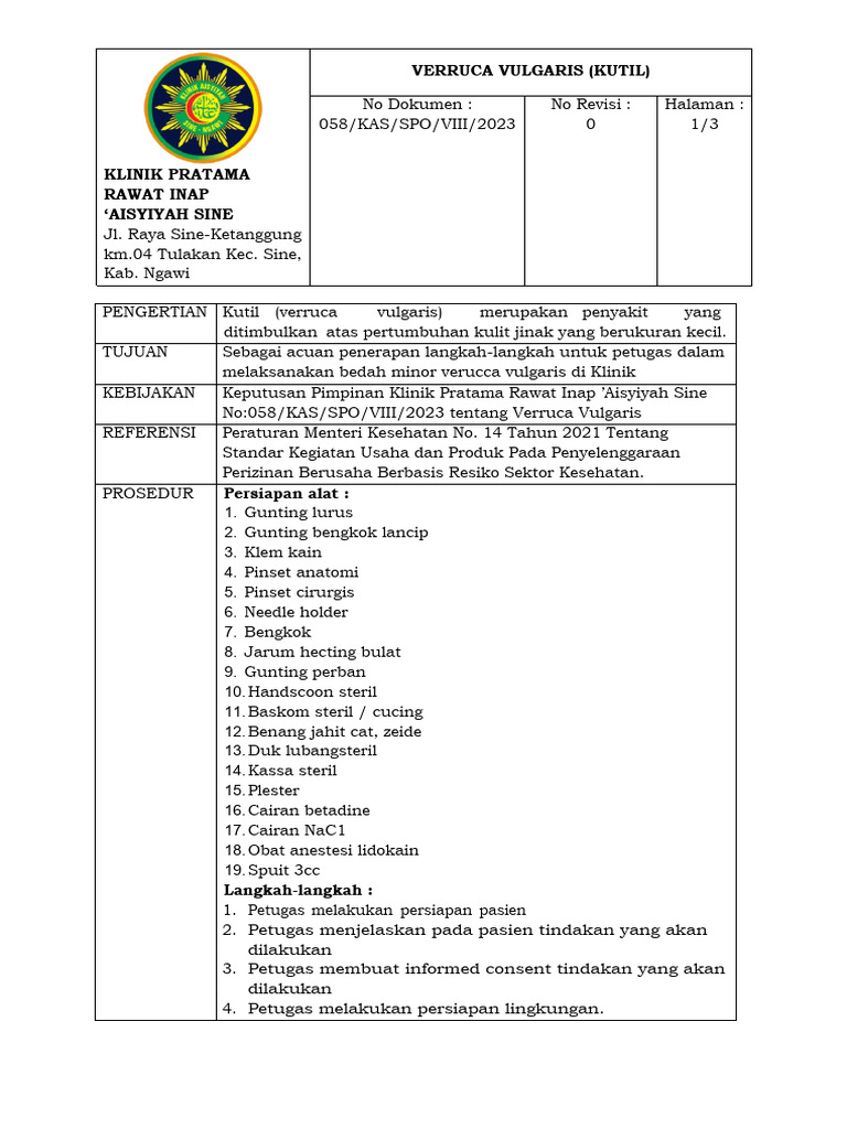 Prosedur Bedah Kutil di Klinik | PDF | Sains & Matematika