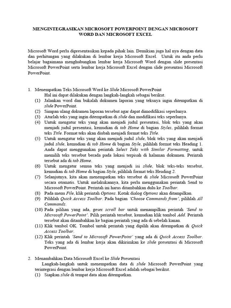 Mengintegrasikan Microsoft Powerpoint Dengan Microsoft Word Dan ...