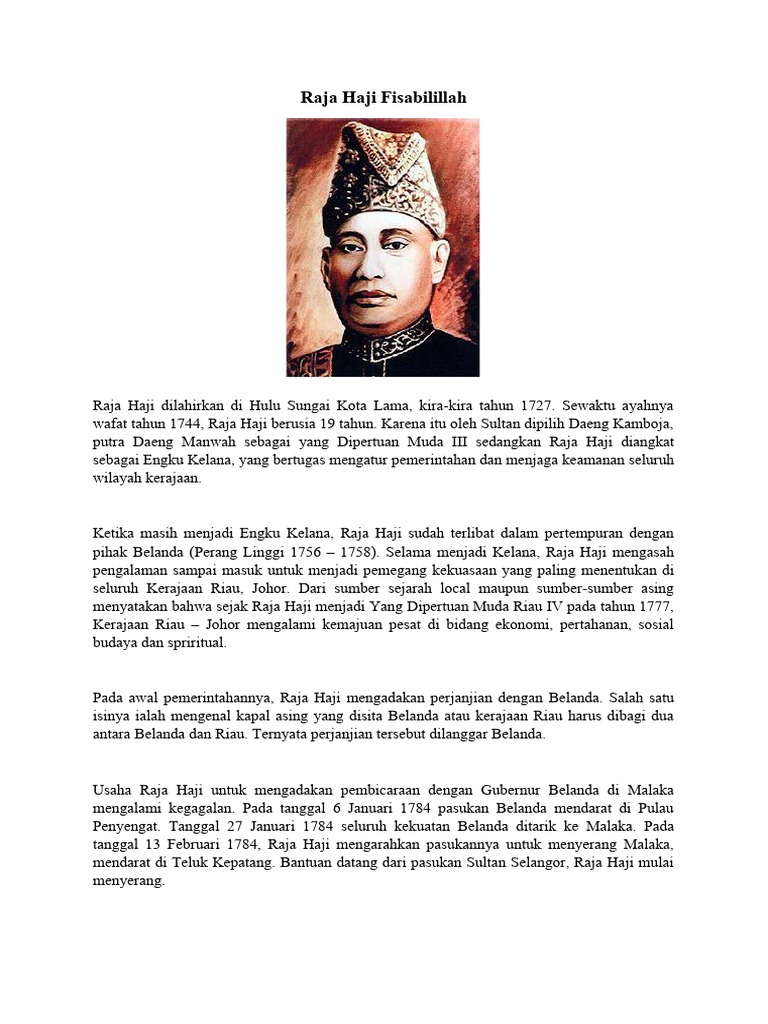 Raja Haji Fisabilillah: Pahlawan Riau | PDF | Sejarah