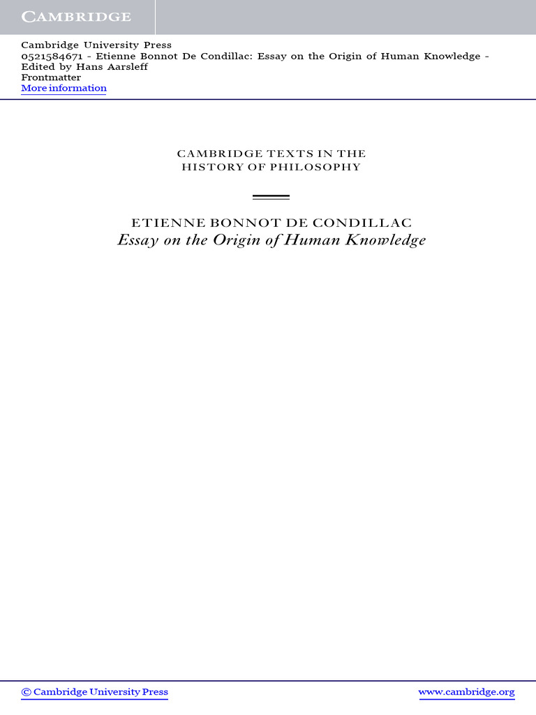 Essay On The Origin of Human Knoledge | PDF | Idea | René Descartes