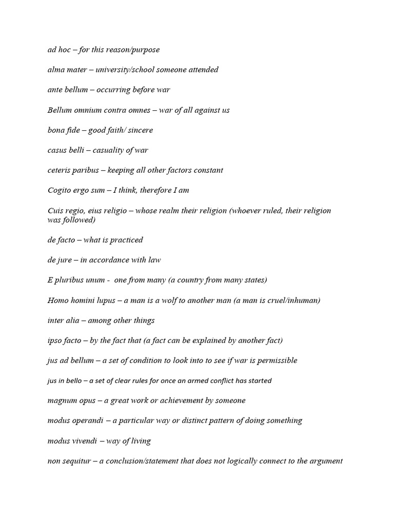 Latin Phrases for Politics and Law | PDF | Politics | Law