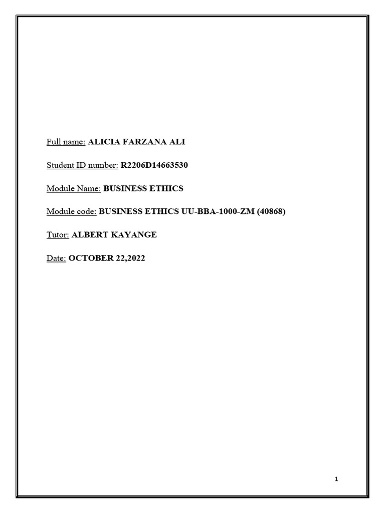 Assignment Mind Map Pdf Business Ethics Employment