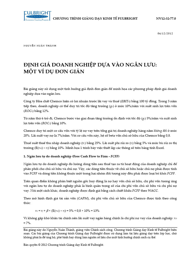 MPP7-531-LN17V-Dinh Gia Doanh Nghiep Dua Vao Ngan Luu - Mot Vi Du Don ...