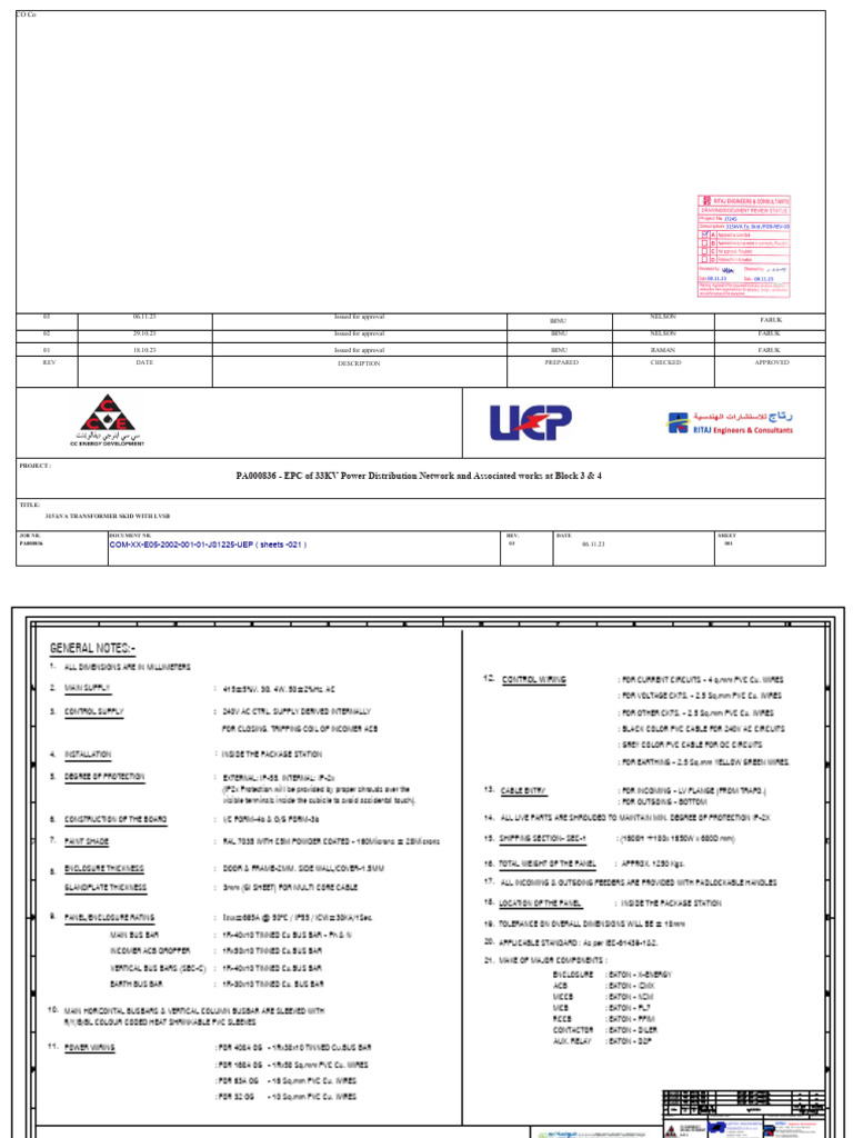 Com XX E05 2002 001 01 Js1225 Uep 315 Kva Transformer Skid With LVDB | PDF | Alternating Current ...