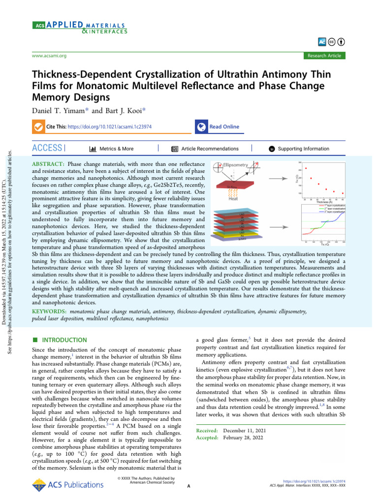 Thickness-Dependent Crystallization of Ultrathin Antimony Thin Films For Monatomic Multilevel ...
