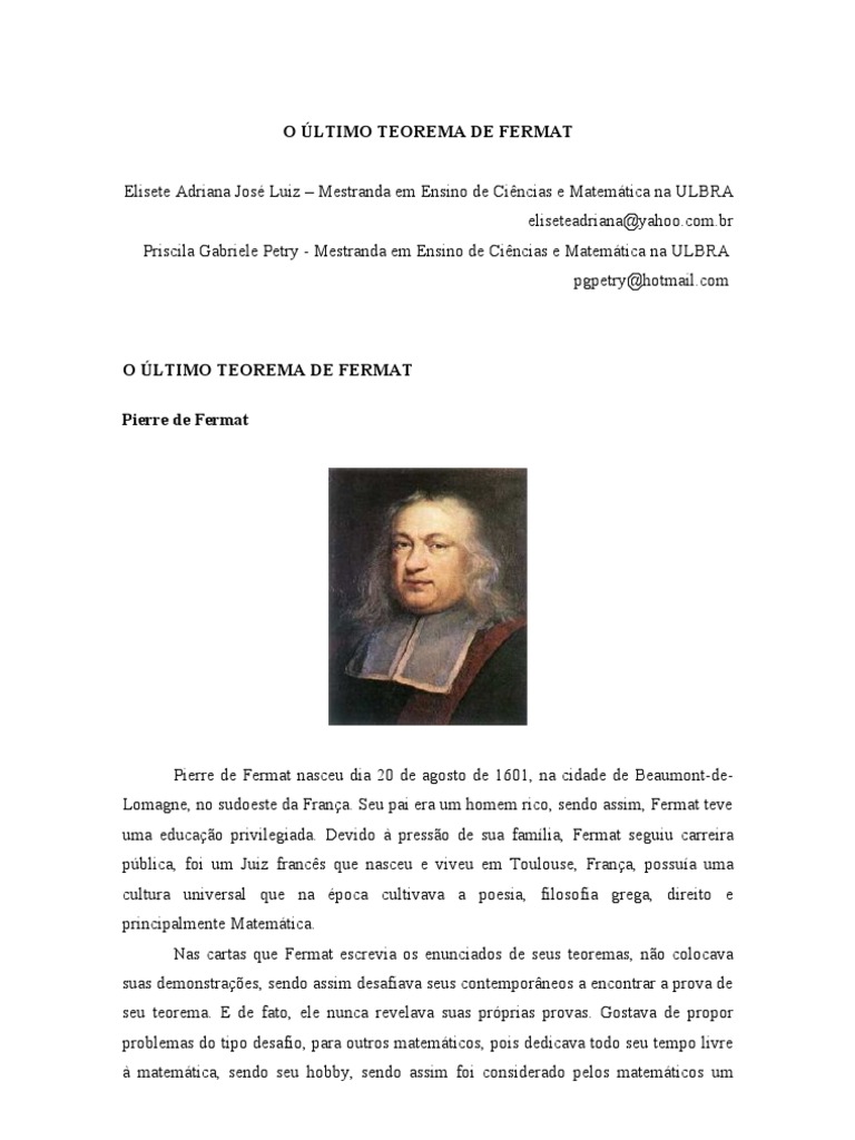 Último Teorema de Fermat | PDF