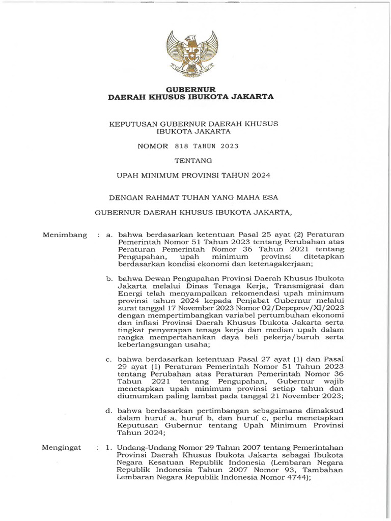 SK Ump Dki Jakarta 2024 | PDF