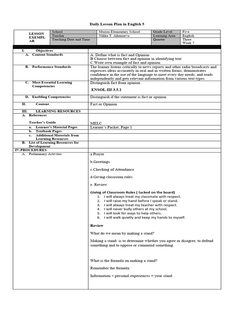 Dlp-English 5 | PDF | Learning | Teachers