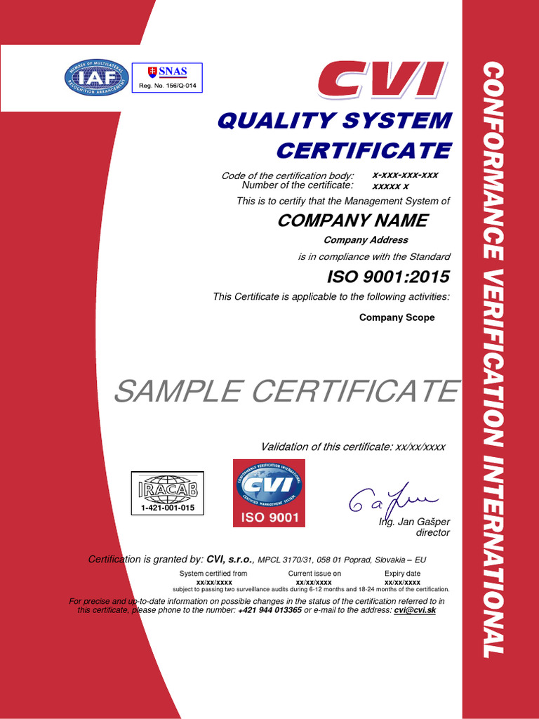 CVI Sample Certificate | PDF