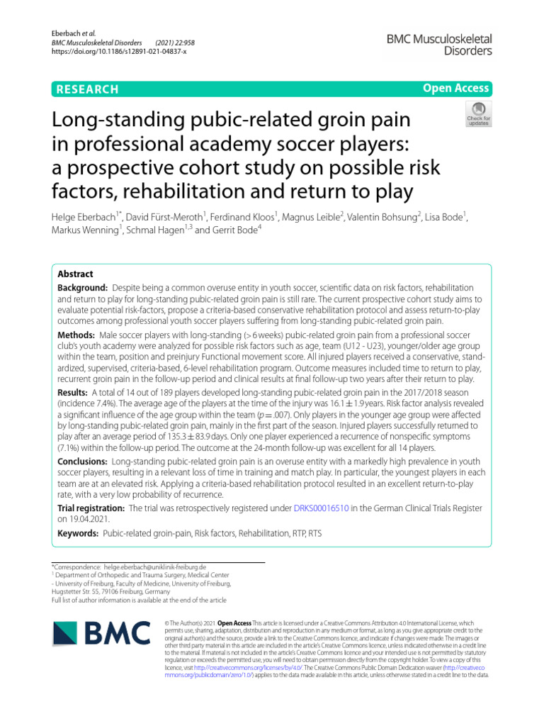 Groin Pain | PDF | Cohort Study | Regression Analysis