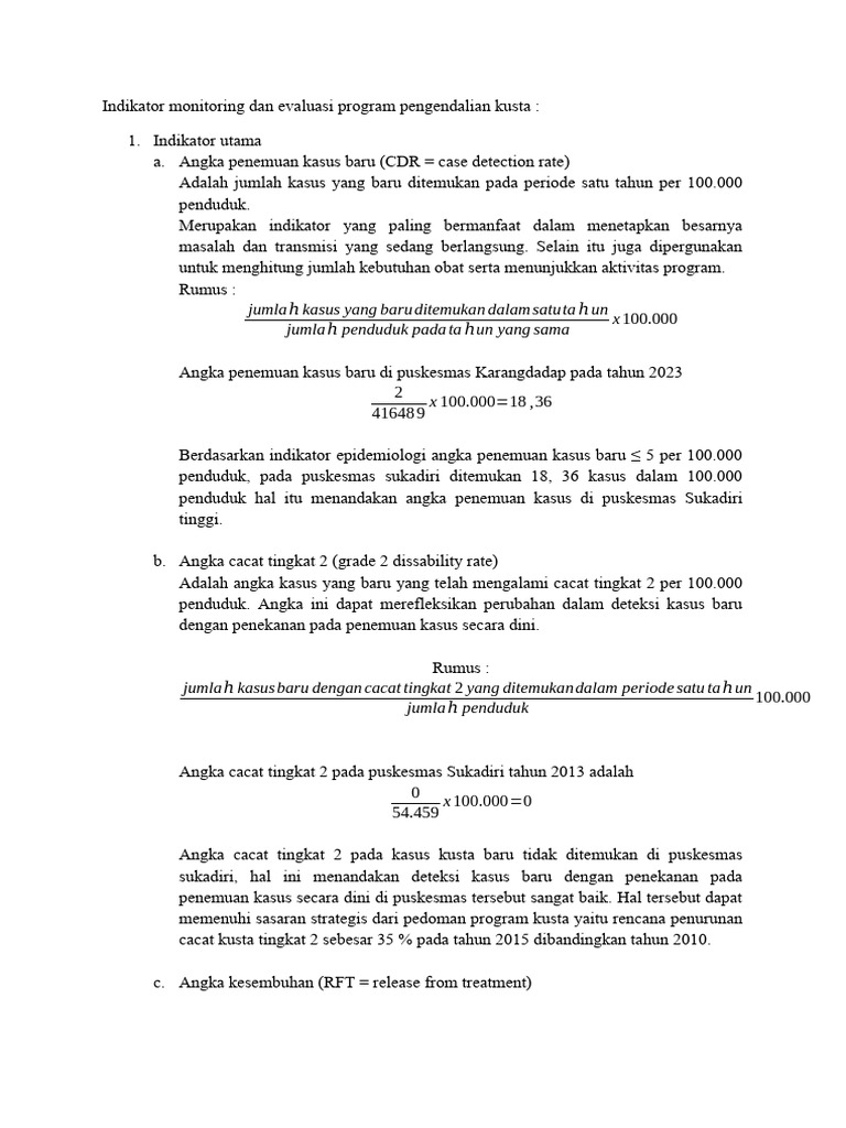 Indikator Evaluasi Program Pengendalian Kusta | PDF | Ilmu Sosial | Pengembangan Diri