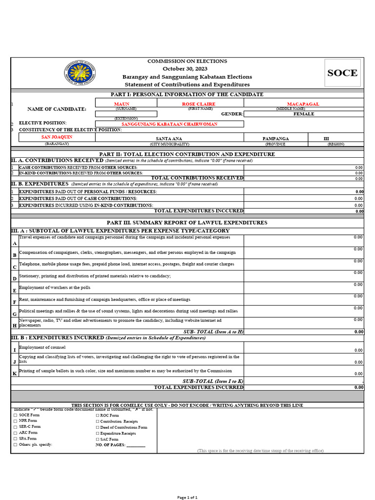 Soce2023bskeforms Form1 Edited | PDF | Expense | Accountability