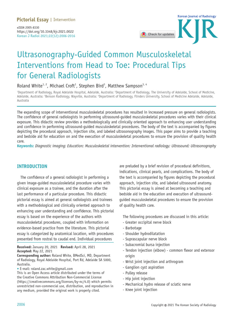 US Guided Common MSK Interventions From Head To Toe | PDF | Shoulder ...
