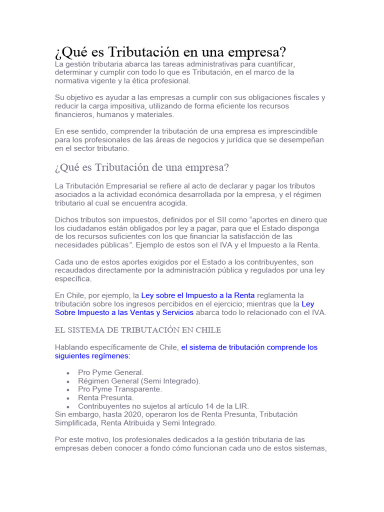 Qué Es Tributación en Una Empresa | PDF | Impuestos | Impuesto sobre la ...