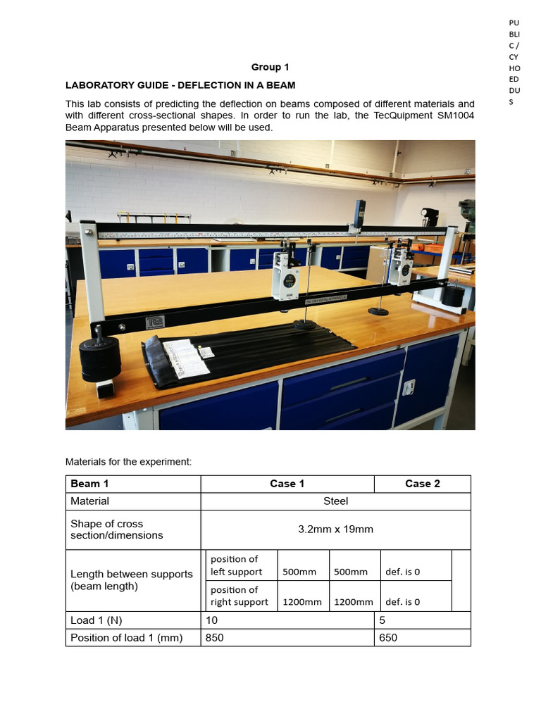 Laboratory Guide - Experiment 1 - Group 1 | PDF | Beam (Structure) | Science