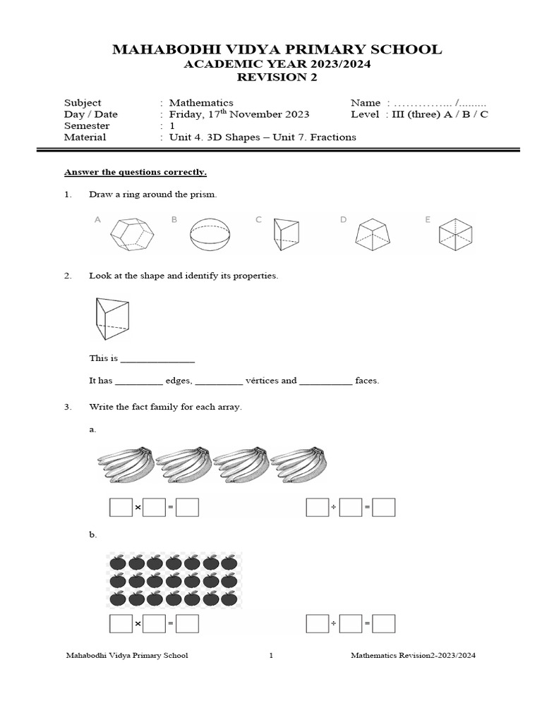 Revision 2 - Unit 4 - Unit 7 | PDF | Area | Length