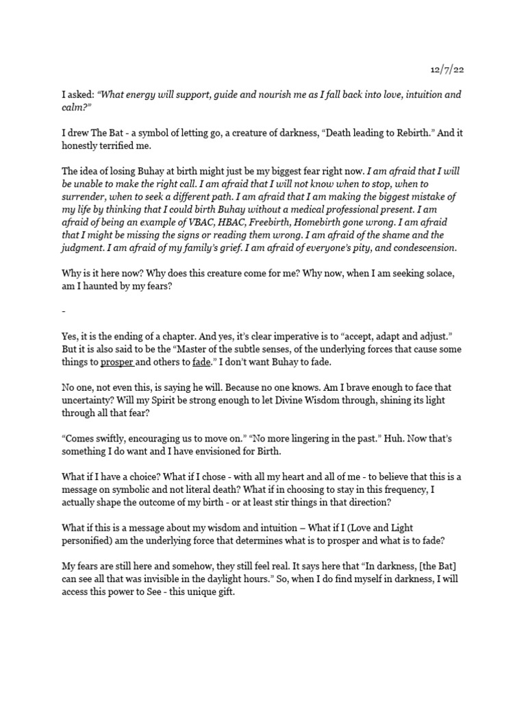 The Bat: Oracle Card Reflections On Birth | PDF