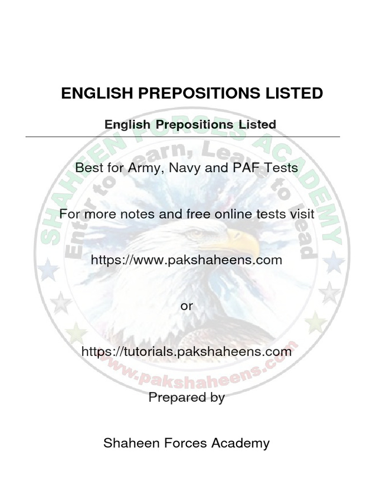 4-English Notes of Grammer Prepositon | PDF | Preposition And ...