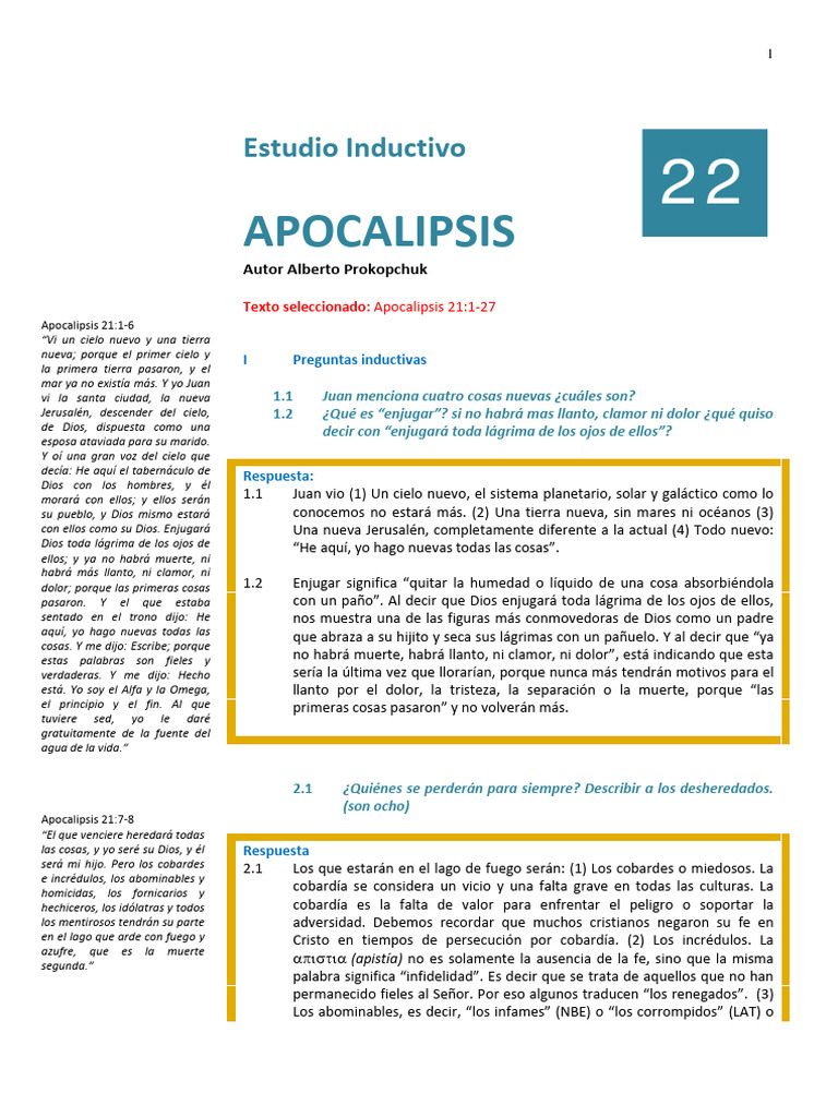 Apocalipsis Pdf Color Libro De Revelación