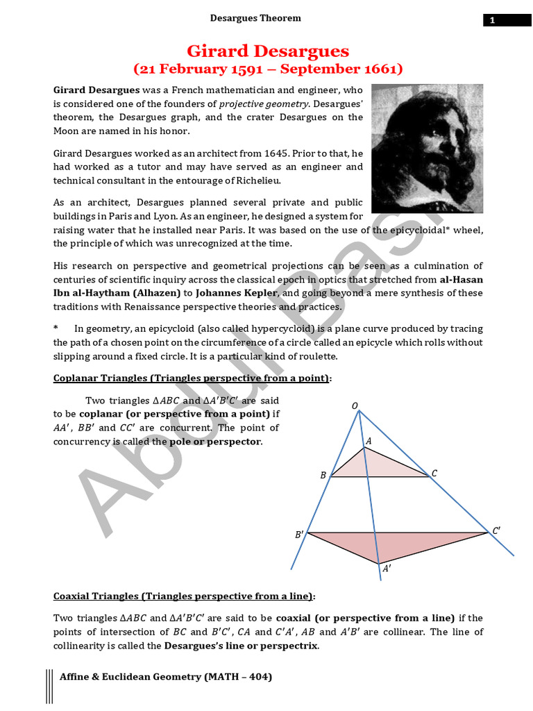 Desargues Theorem by Sir Abdul Basit | PDF | Line (Geometry) | Mathematics