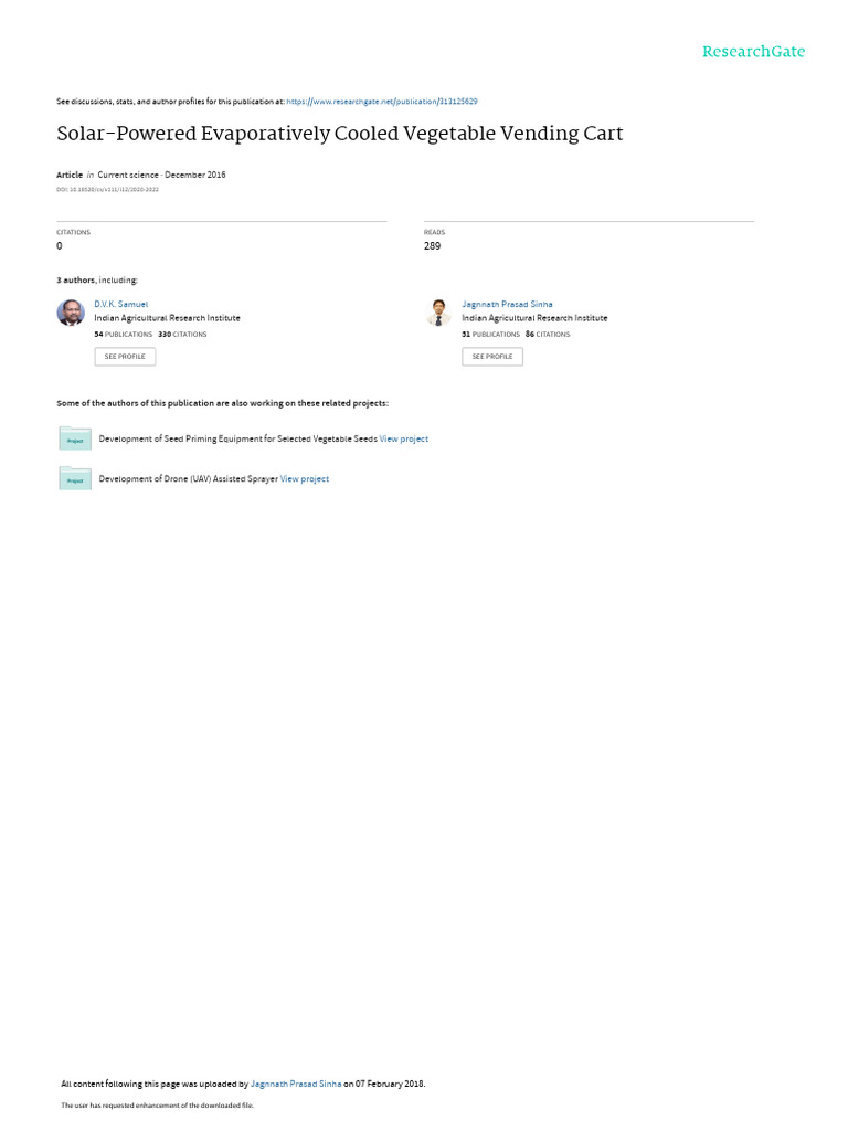 Solar-Powered Evaporatively Cooled Vegetable Vendi | PDF | Vegetables ...