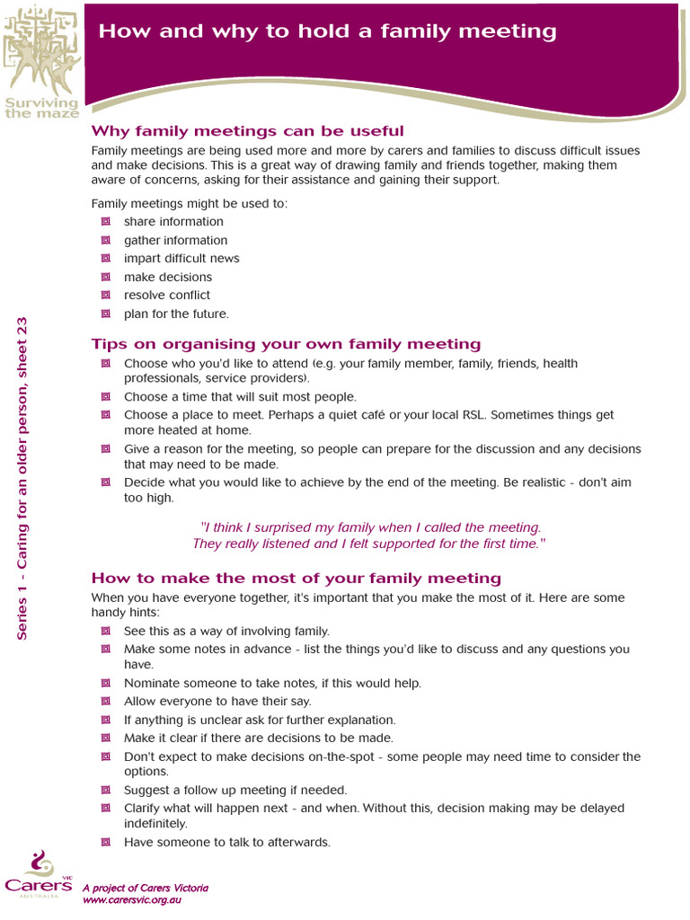 How Family Meeting | PDF | Caregiver