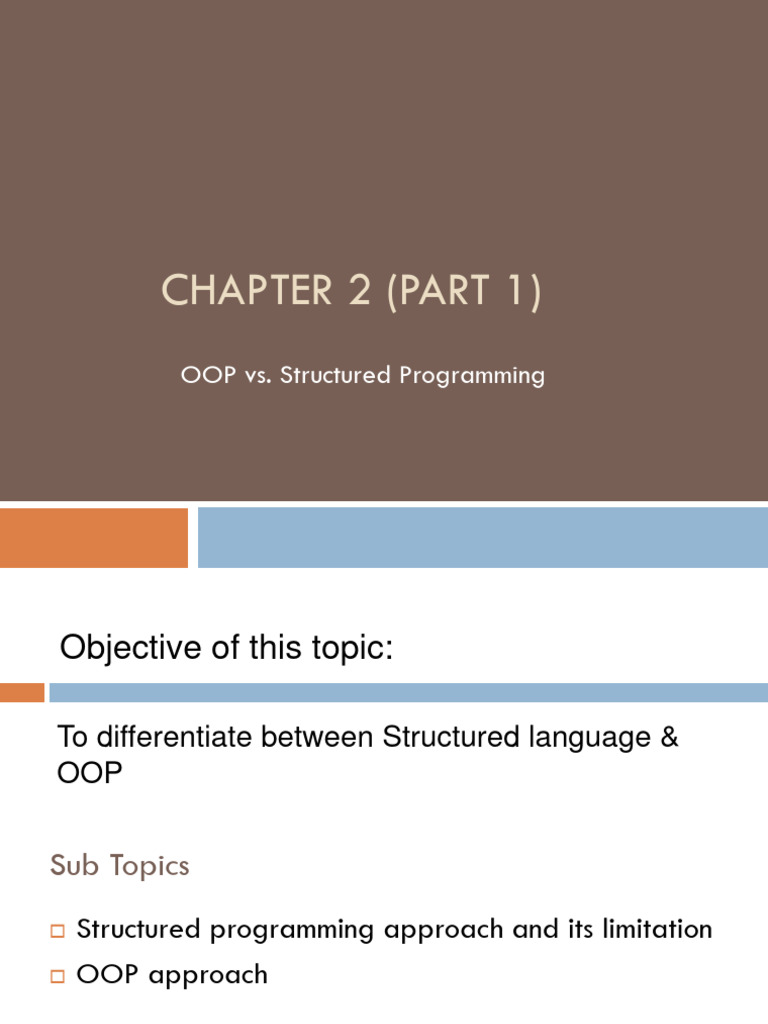 Chapter 2 (Part 1) OOP Vs SP | PDF | Object Oriented Programming | Top Down And Bottom Up Design