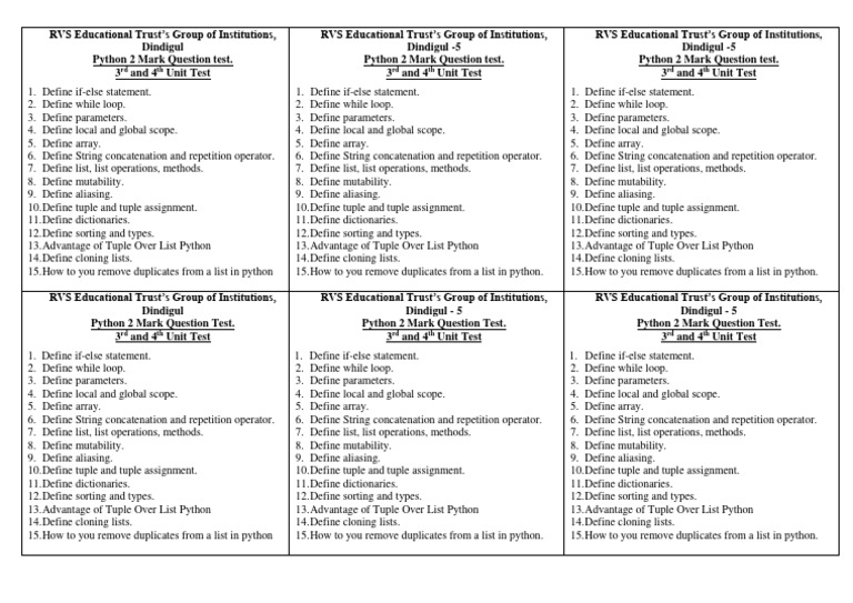 2mark Question Test 3 & 4 Test | PDF | String (Computer Science ...