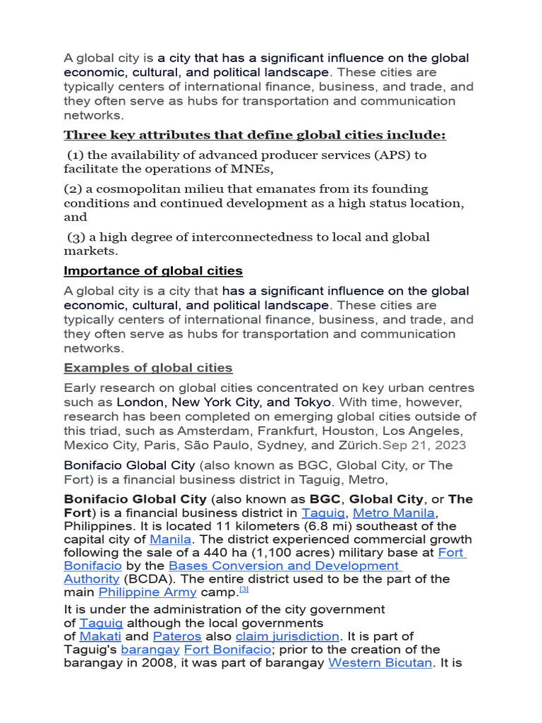 The Global City | PDF