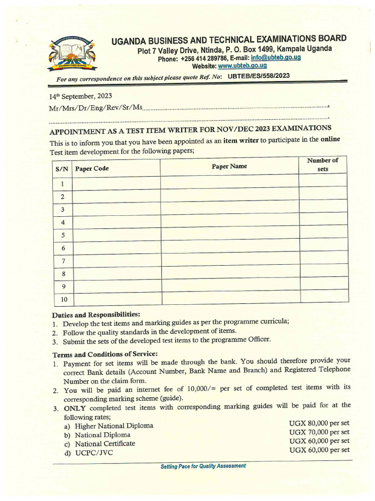 Item Writing Letter 14.sept.2023 | PDF