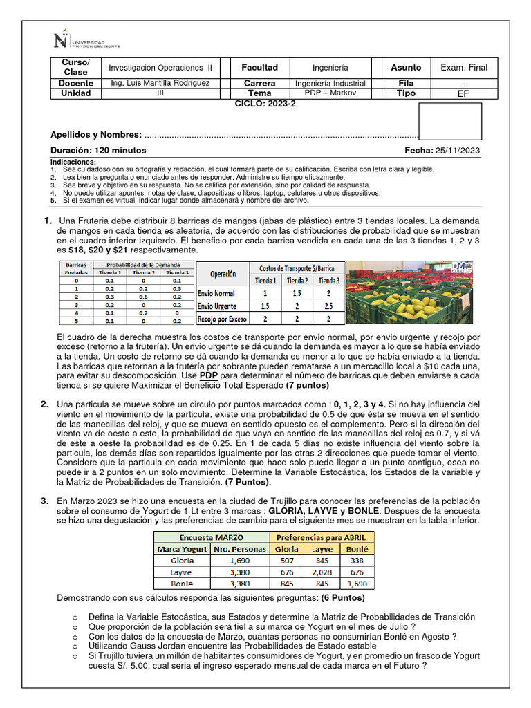 Exámen Final - Invope II | PDF