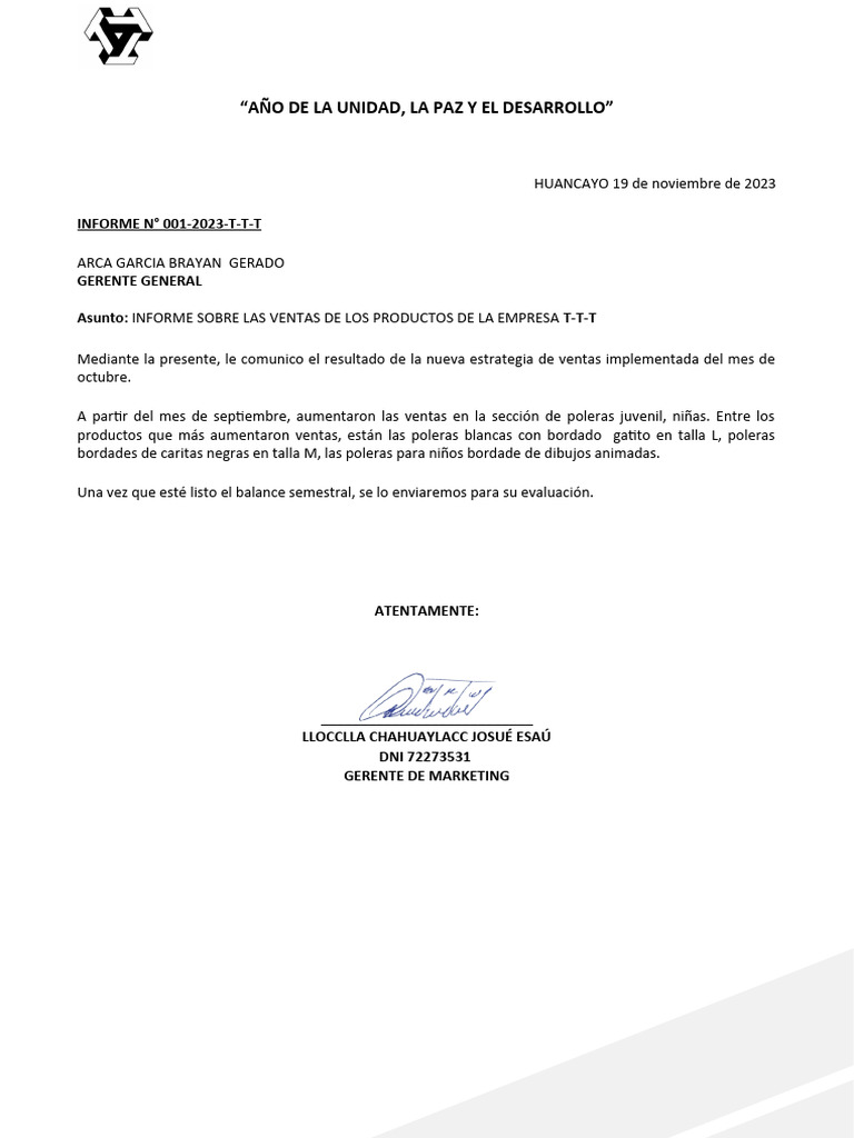 Carta de Informe | PDF