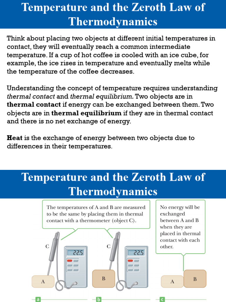 Thermal Contact and Thermal Equilibrium. Two Objects Are in | PDF | Temperature | Heat Capacity