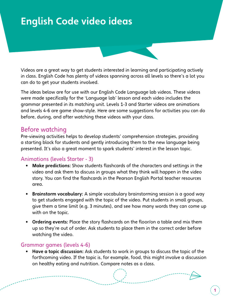 English Code Video Lesson Plan Ideas | PDF | English Language | Vocabulary