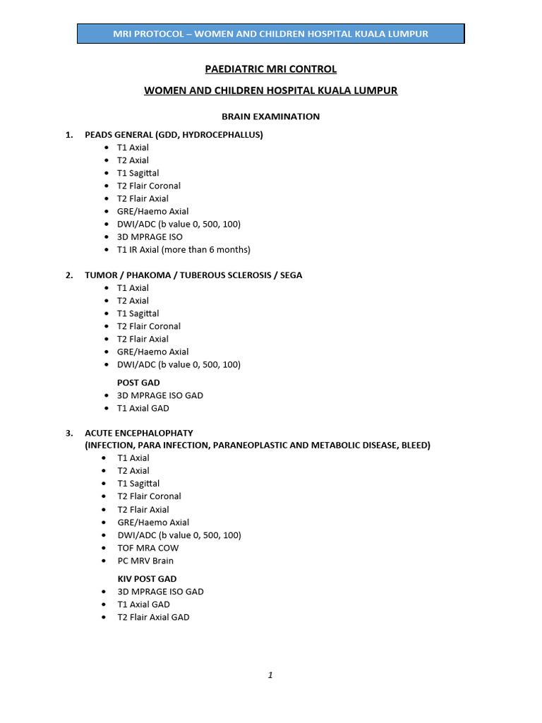 Paediatric Mri Control | PDF | Spinal Cord | Skull