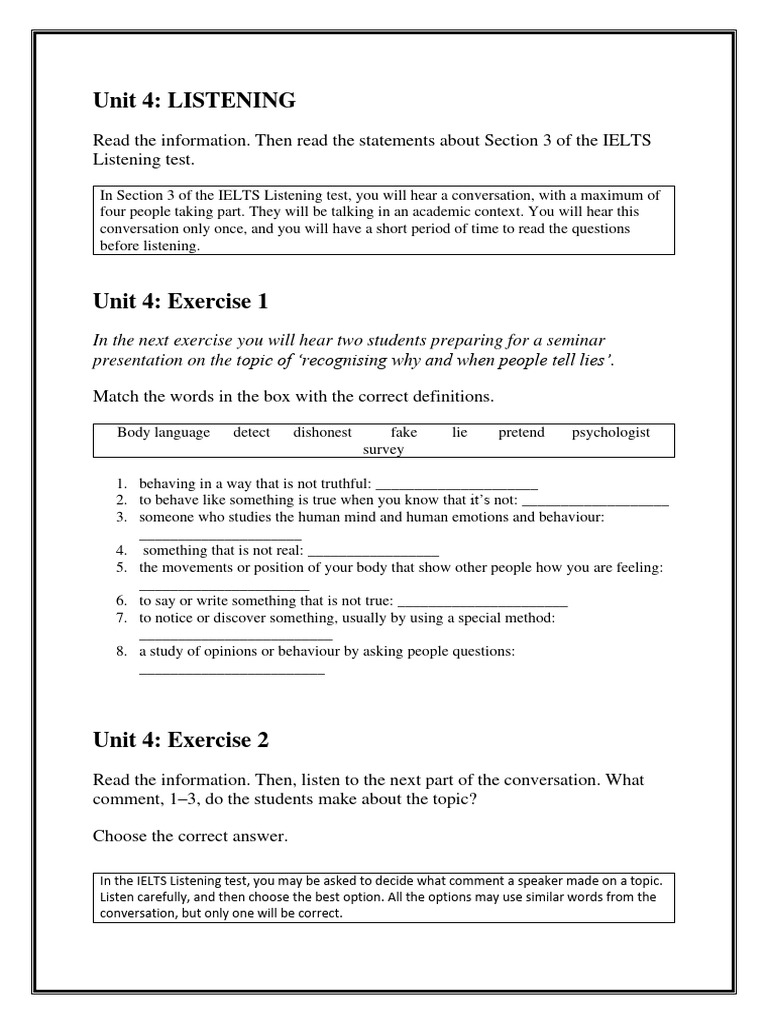 Unit 4 - Listening | PDF | Body Language | Conversation