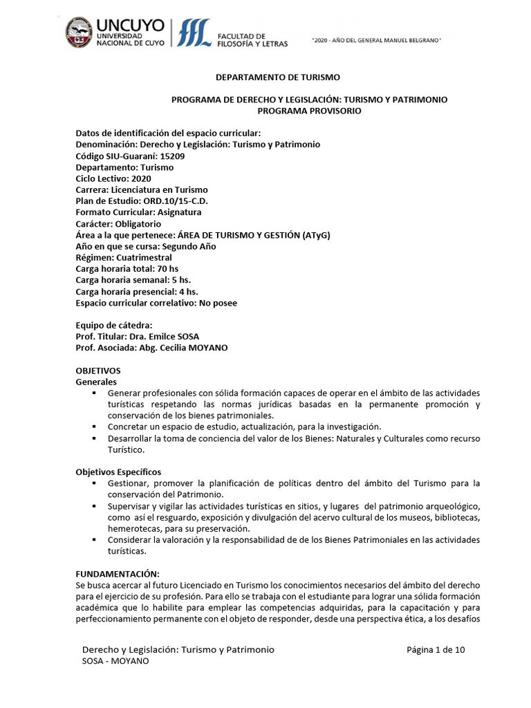 Programa Derecho y Legislacion | Descargar gratis PDF | Turismo | Bienes (Ley)