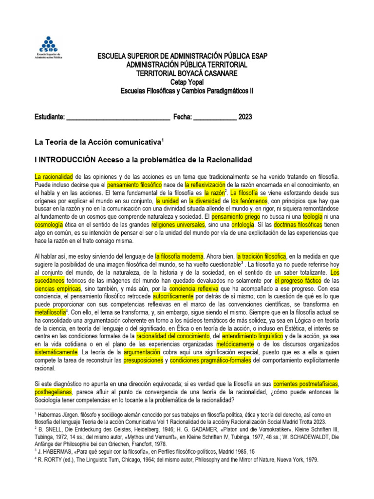 Habermas Jurgen La Teoria De La Acción Comunicativa Pdf Verdad