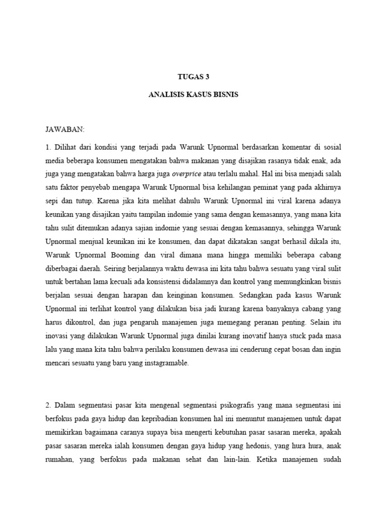 Tugas 3 - Analisis Kasus Bisnis | PDF