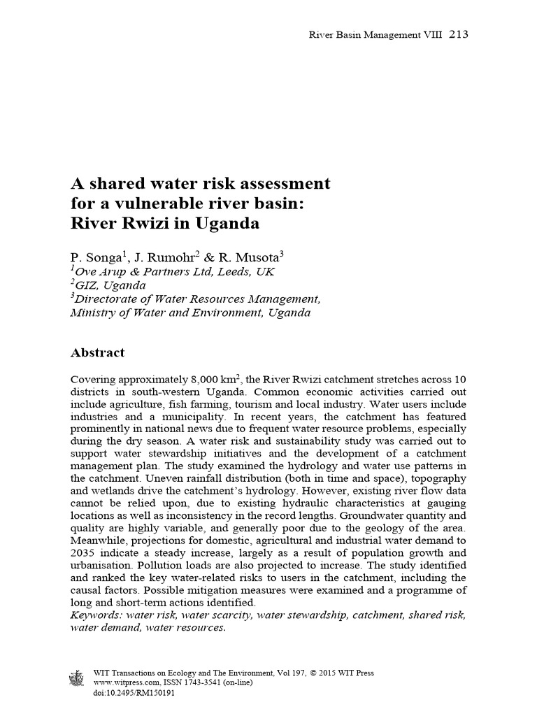 A Shared Water Risk Assessment For A Vulnerable River Basin: River ...