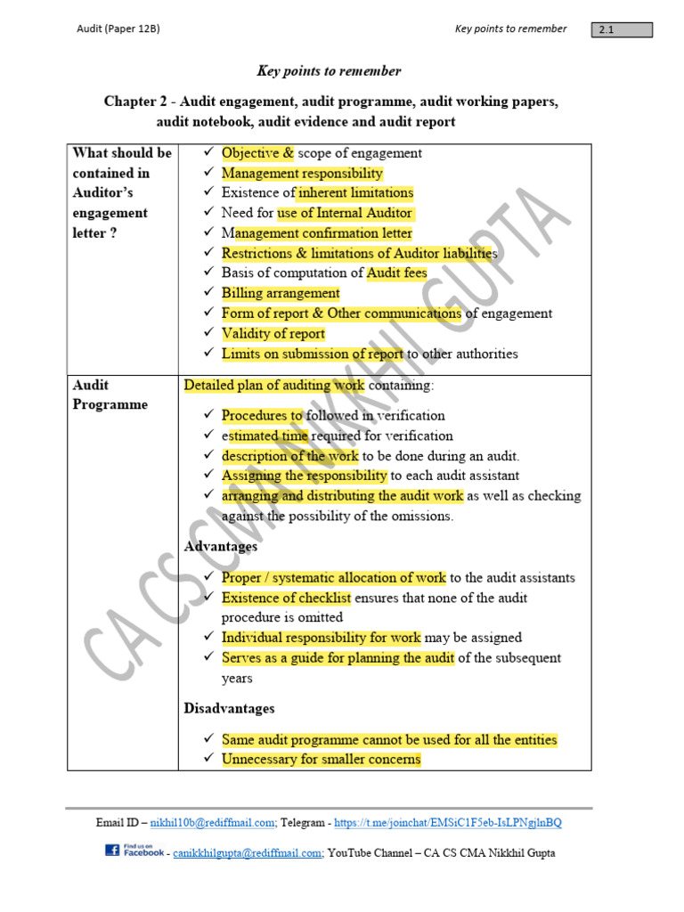 Chapter - 2 (Short Notes) | PDF | Audit | Internal Control