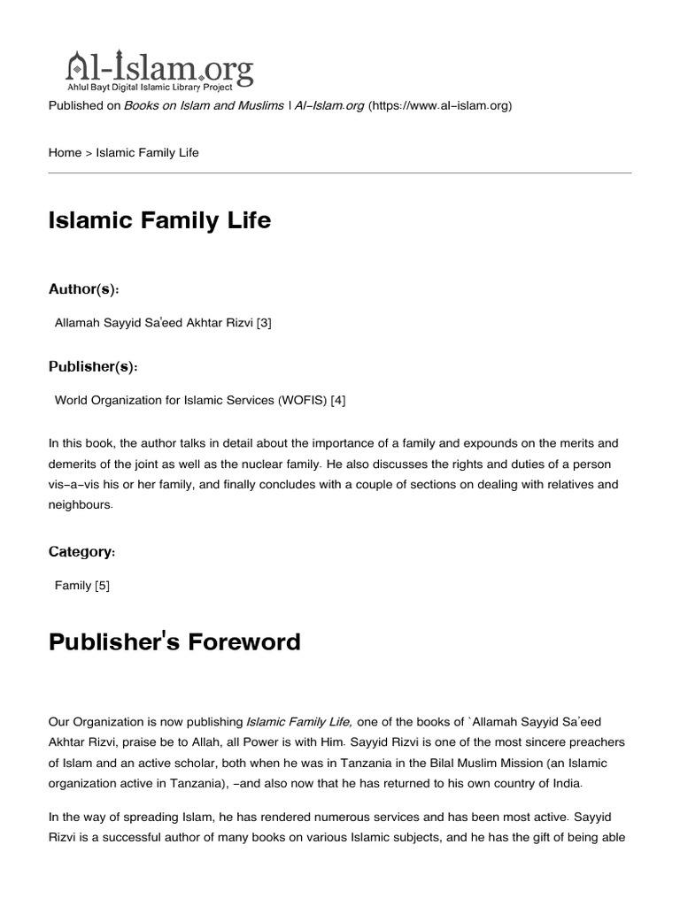 Islamic Family Life | PDF | Family | Hadith