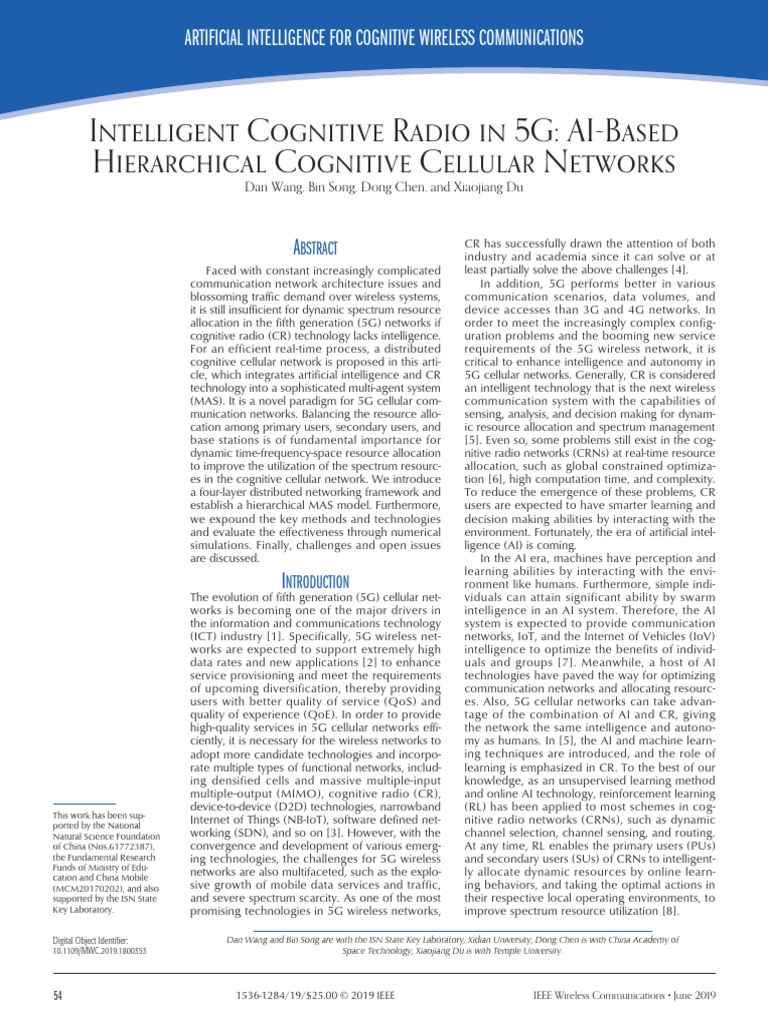 Intelligent Cognitive Radio in 5G AI-Based Hierarchical Cognitive Cellular Networks | PDF ...