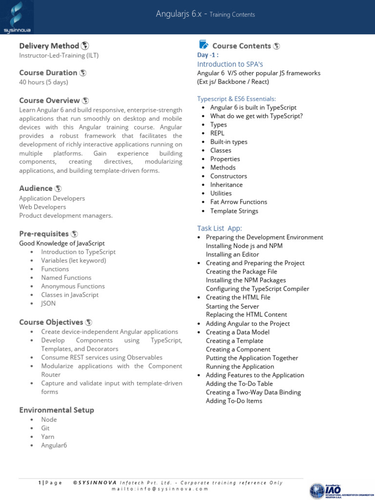 Angular 6 Training for Developers | PDF | Angular Js | Information Technology